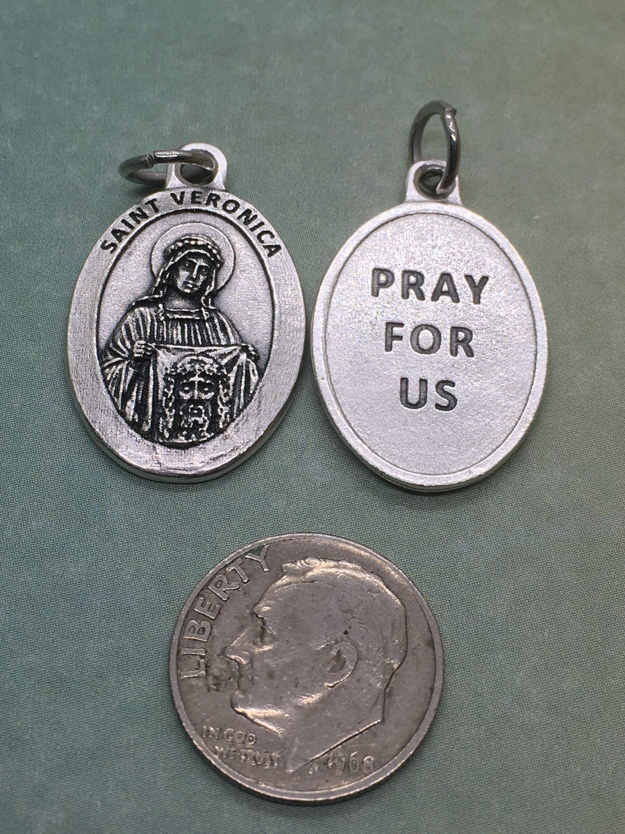 St. Veronica silver oxide holy medal – chillypumpkinholymedals